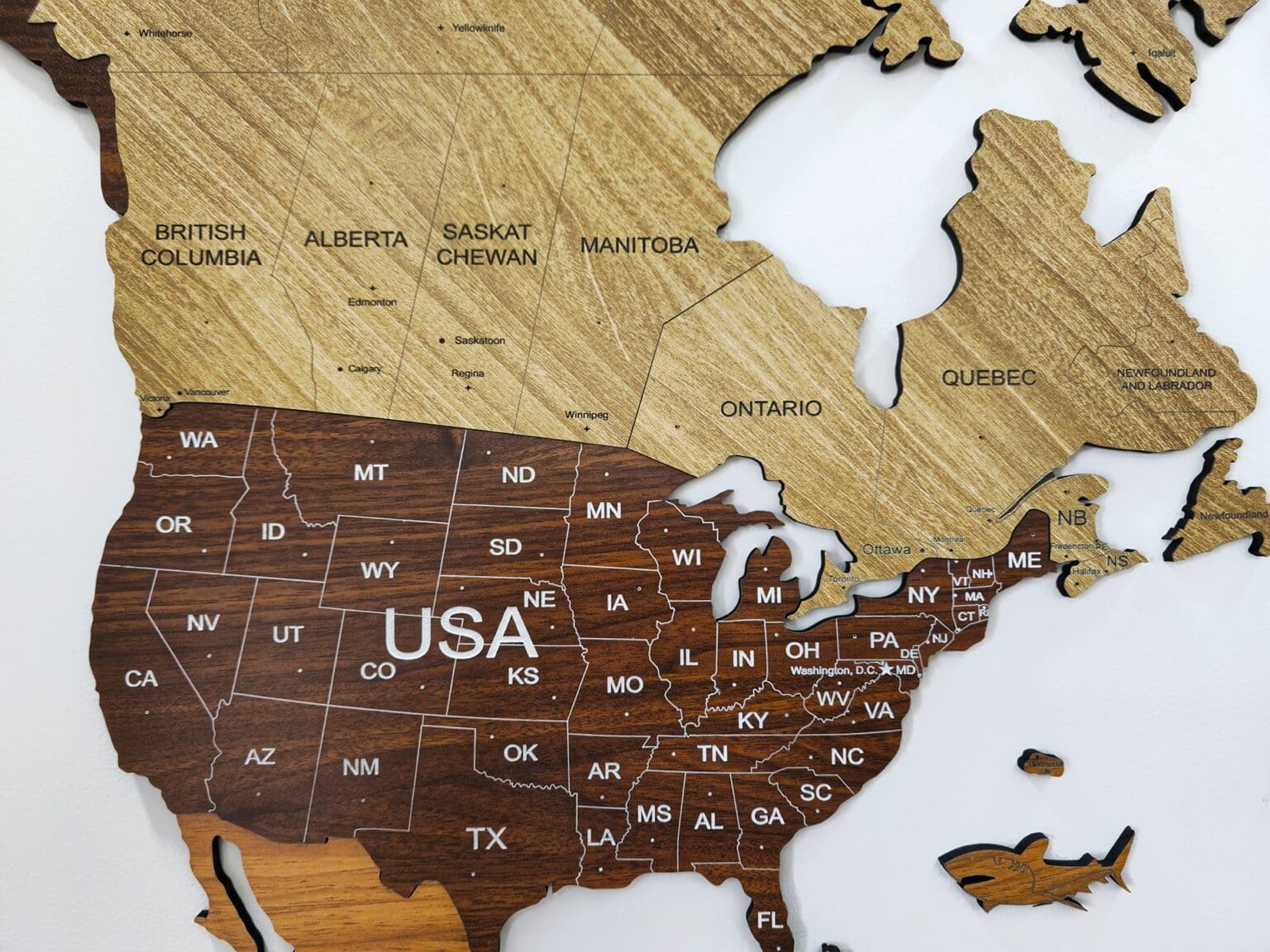 Bản Đồ Thế Giới Bằng Gỗ 3D - Mix 4 màu (Butter) - Woodencore